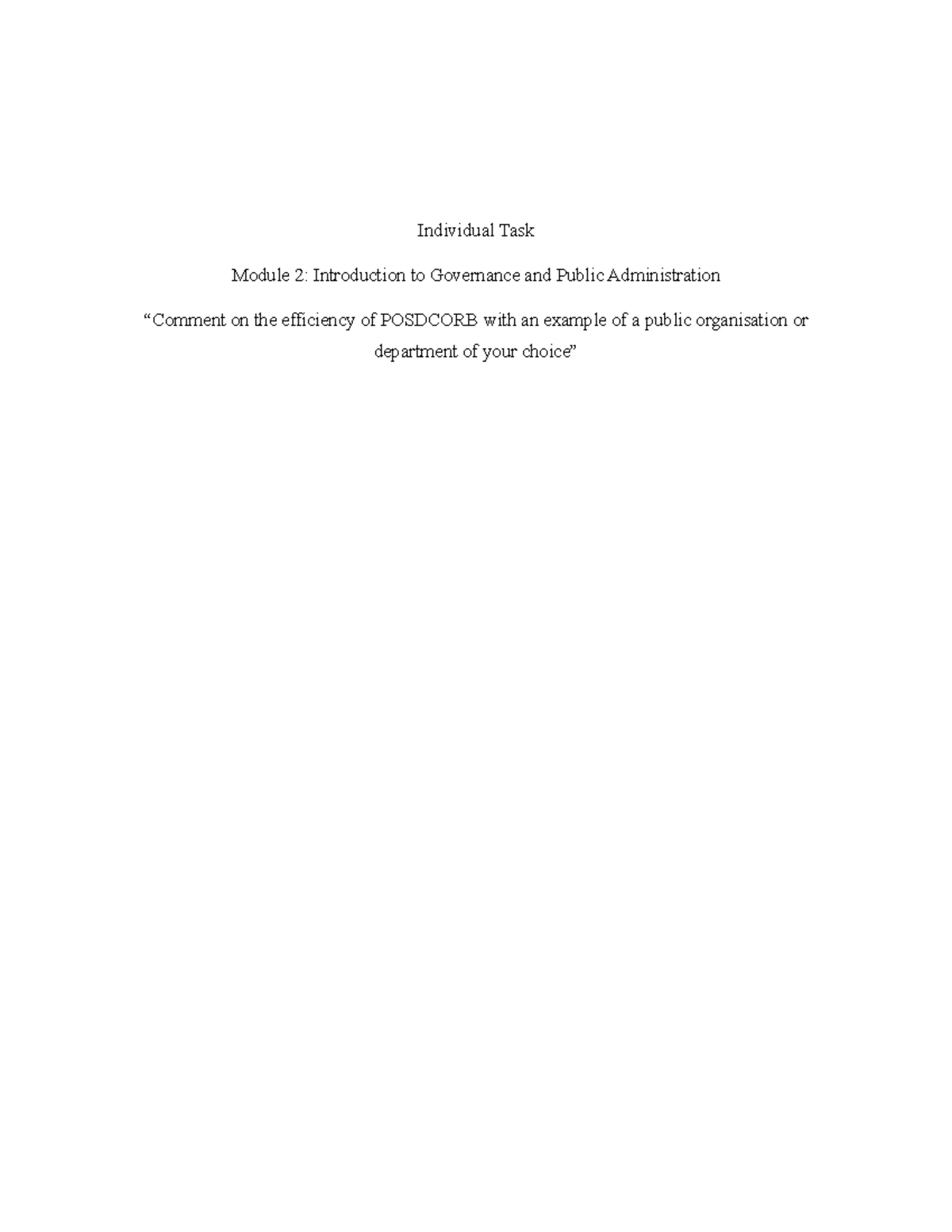 Posdcorb TASK - Individual Task Module 2: Introduction to Governance ...