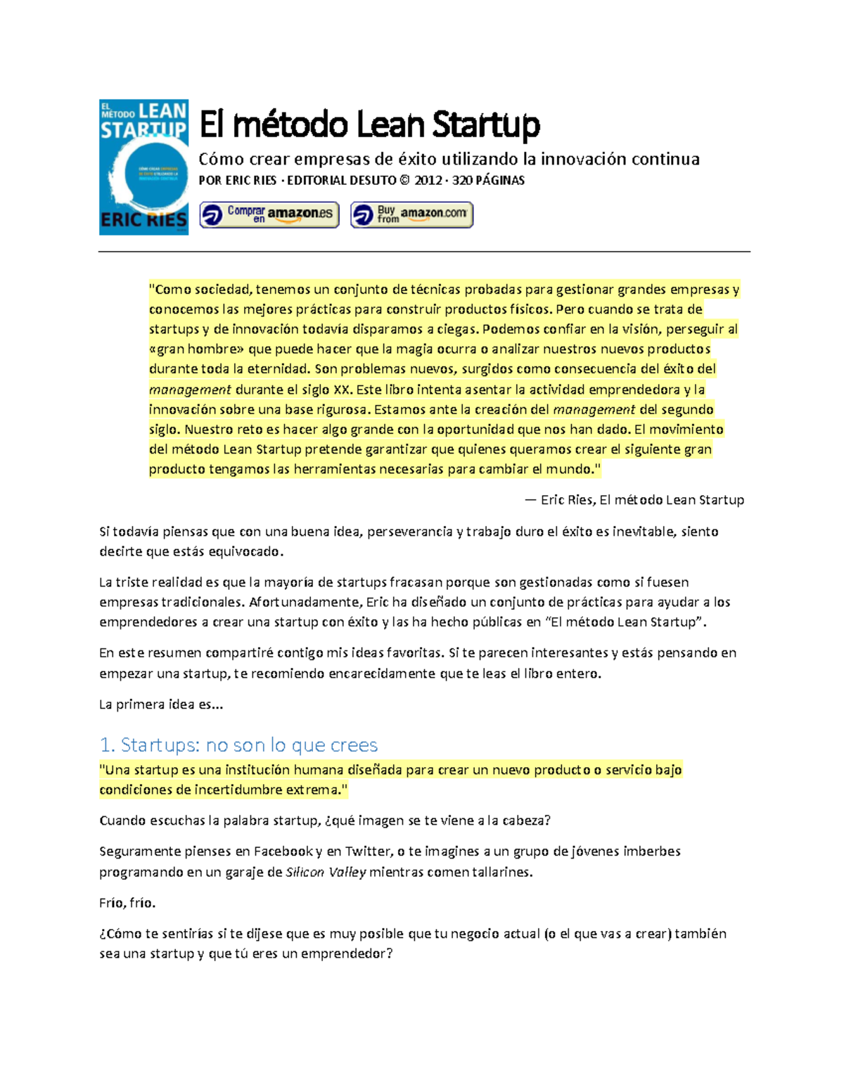 Método Lean Startups - modelo de negocio de una startup - El método Lean Startup Cómo crear ...