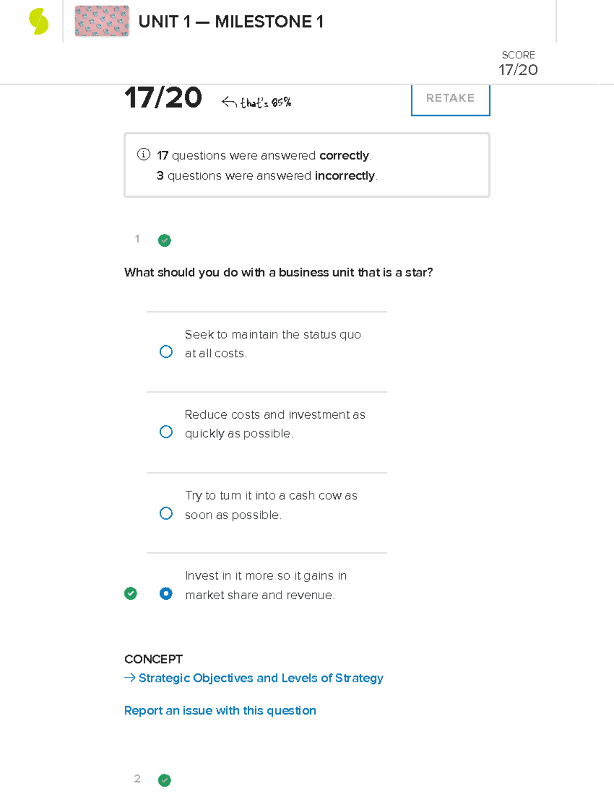 Milestone 1 - 1 CONCEPT → Strategic Objectives and Levels of Strategy 2 ...