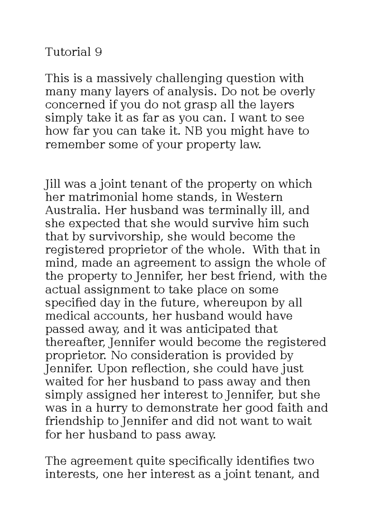 Equity tute 9 - tutorial answer 9 - Tutorial 9 This is a massively ...