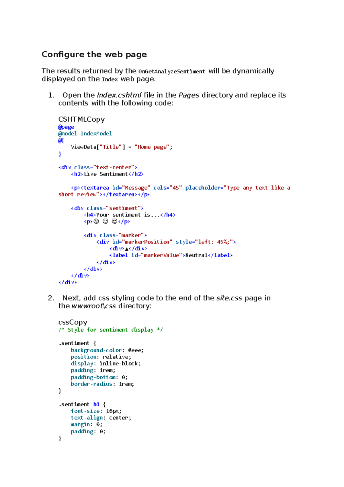Configure the web page - Web configuration - Configure the web page The ...