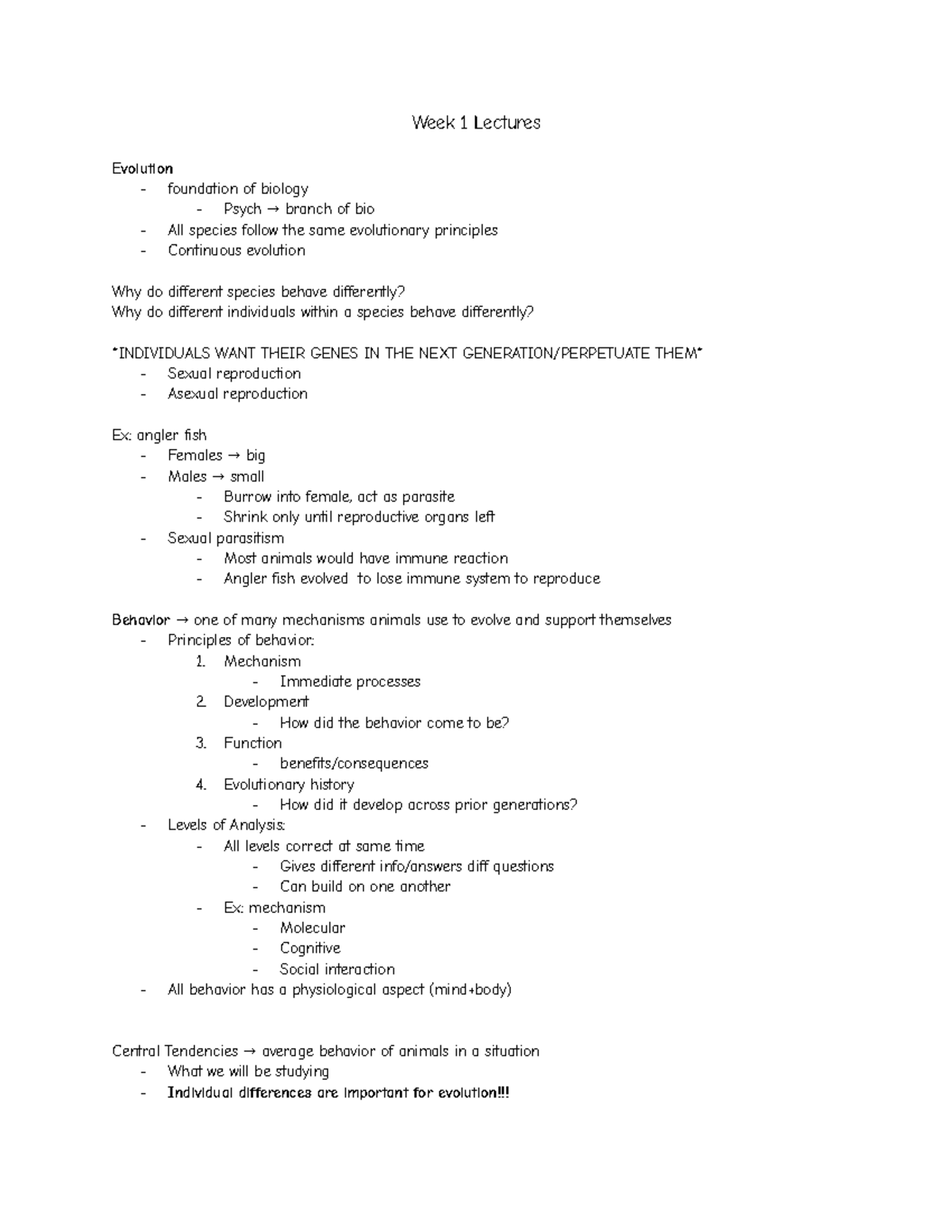 Evolution Week 1 - Week 1 Lectures Evolution - foundation of biology ...