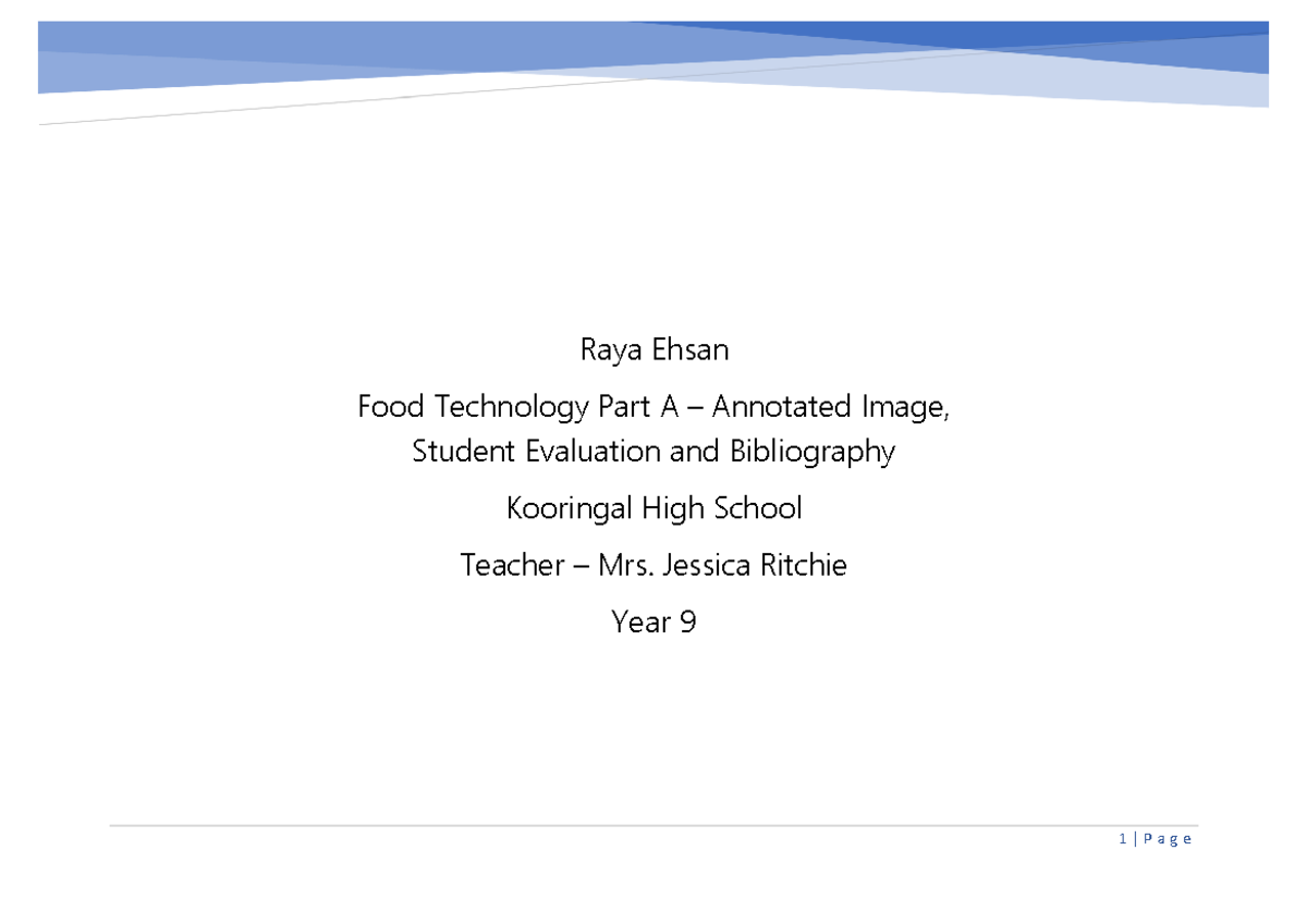 Food Technology Annotated Image with Title Page By Raya Ehsan PDF - 1 ...