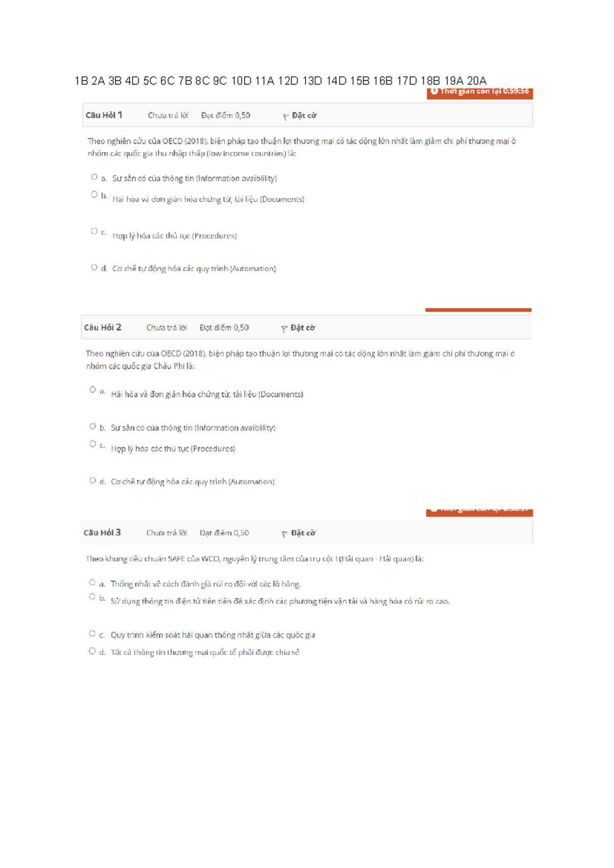 THI GK Chính sách quản lý - Kinh doanh quốc tế - 1B 2A 3B 4D 5C 6C 7B ...