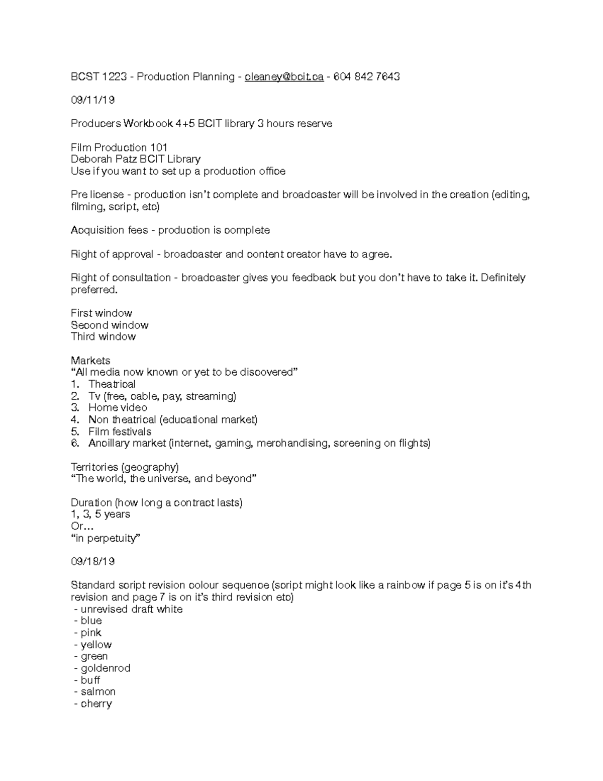 Production Planning Notes - BCST 1223 - Production Planning - cleaney ...
