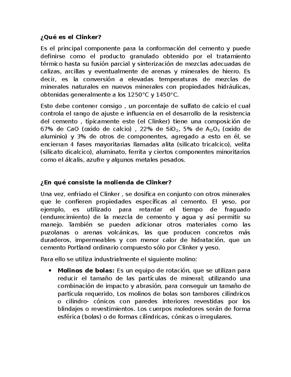 Molienda de clínker - Resumen Ciencias De Los Materiales - ¿Qué es el ...