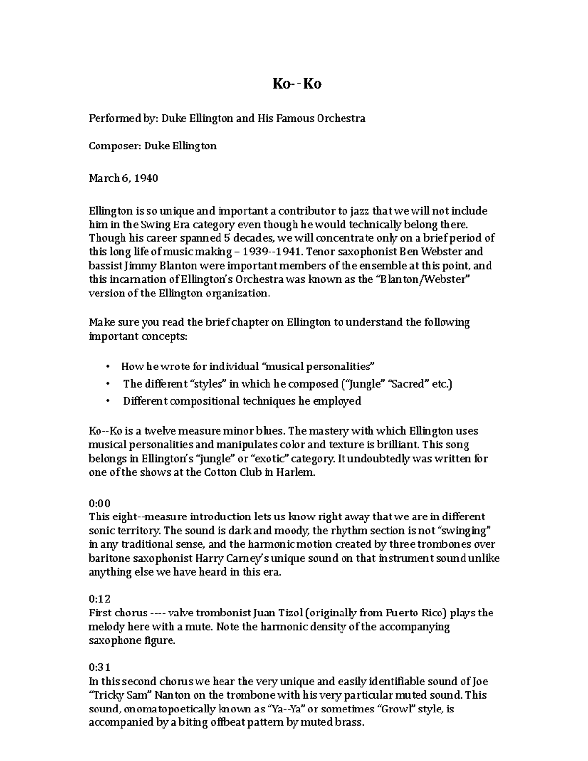 Ko-Ko - KO-KO assignment crutial for course - Ko-‐Ko Performed by: Duke ...