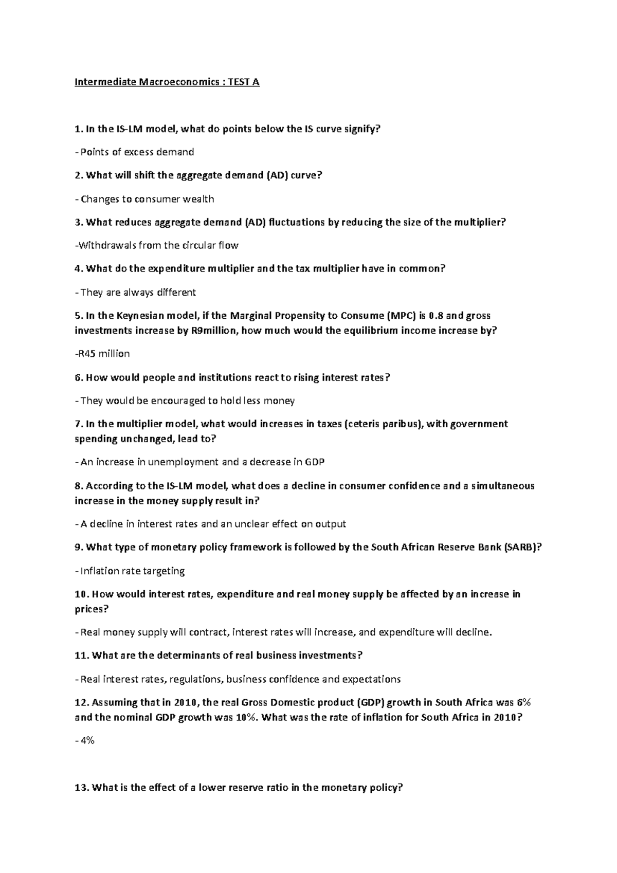 Intermediate Macroeconomics Test A 2020 - Intermediate Macroeconomics ...