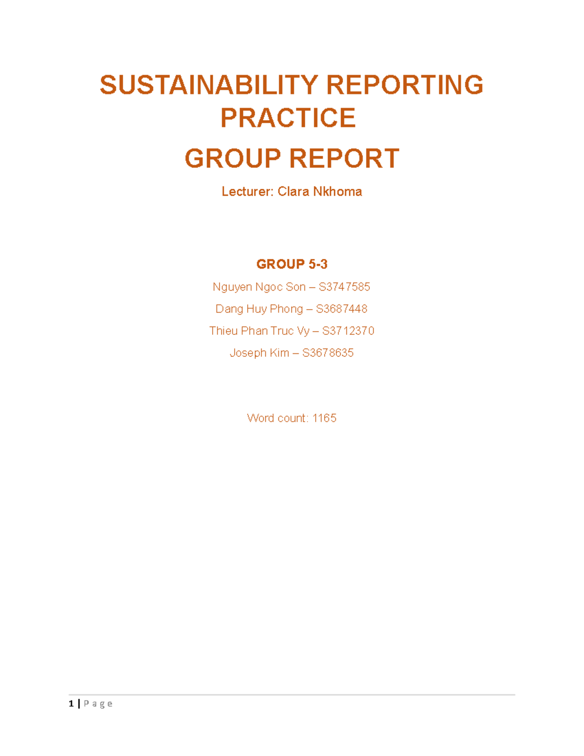 ACCT2105 Group-5-3 Sustainability- Reporting- Practice - SUSTAINABILITY ...