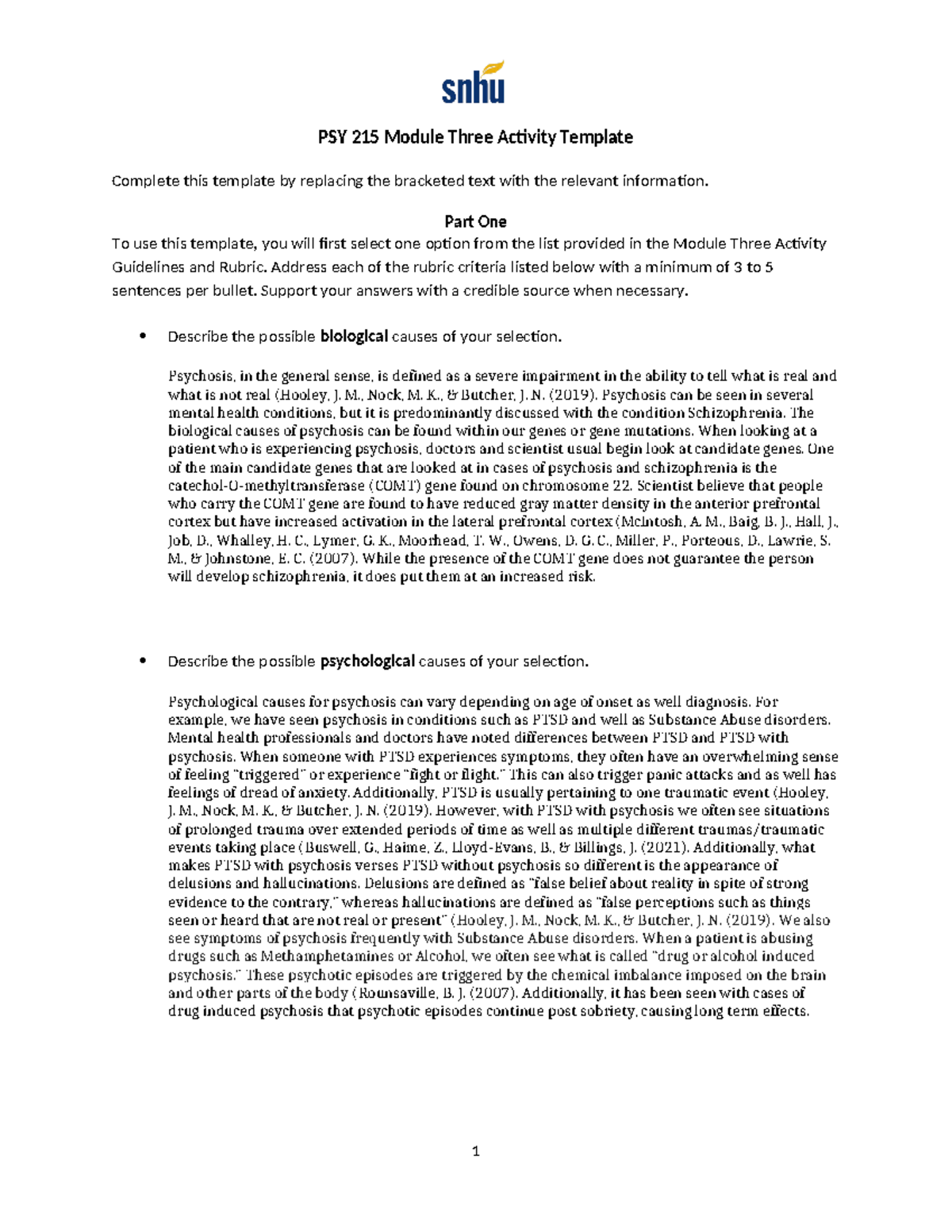 PSY 215 Module Three Activity Completed - PSY 215 Module Three Activity ...