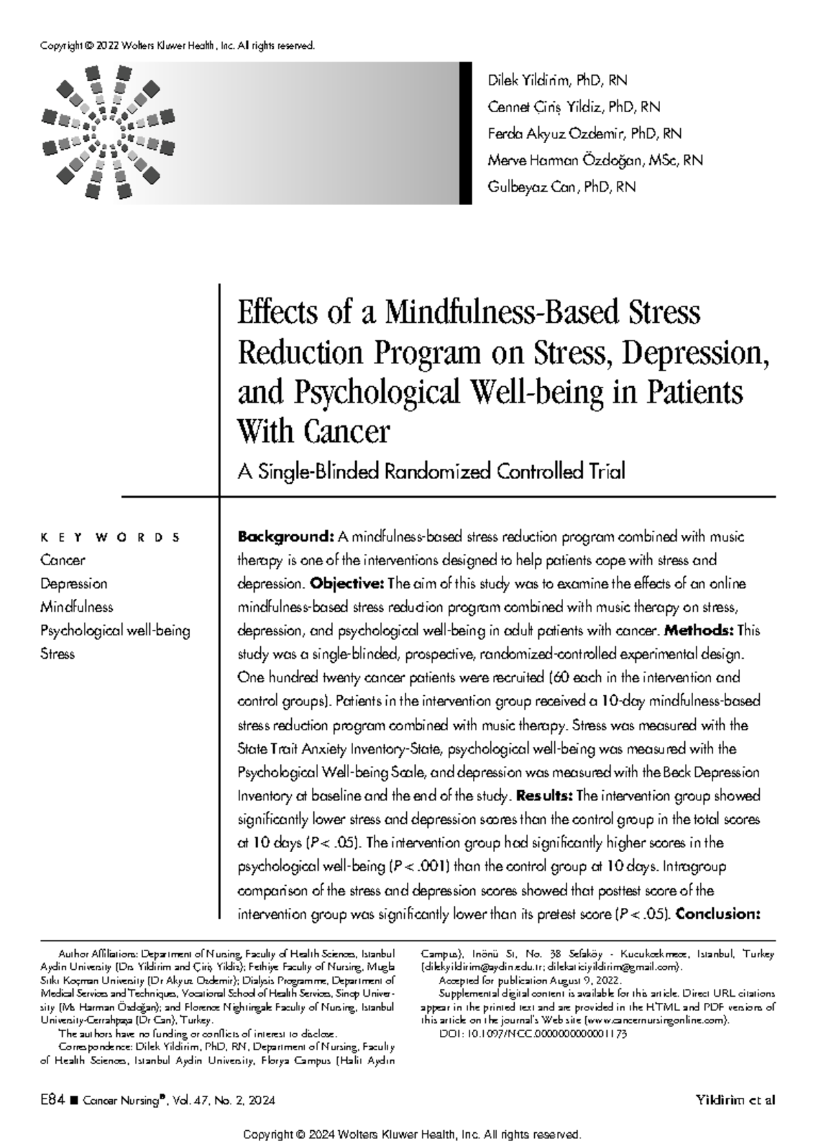 Effects of a Mindfulness-Based Stress Reduction Program on Stress ...