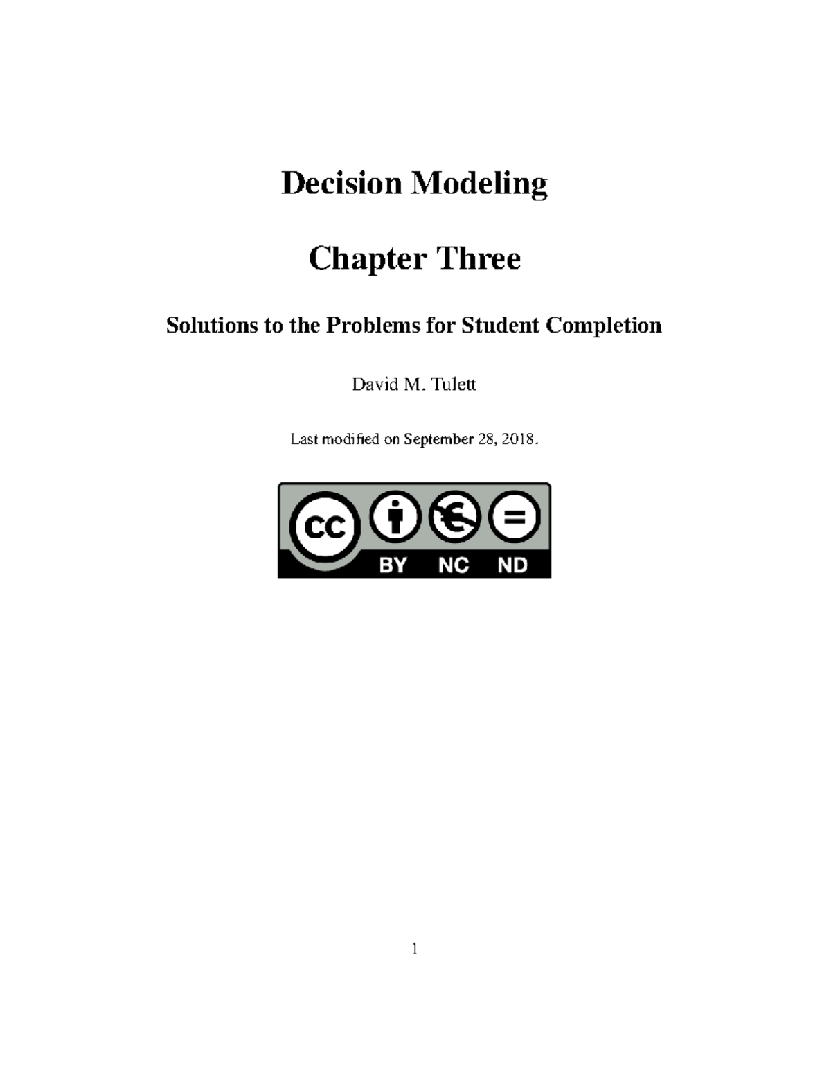 Exam, answers - Decision Modeling Chapter Three Solutions to the ...
