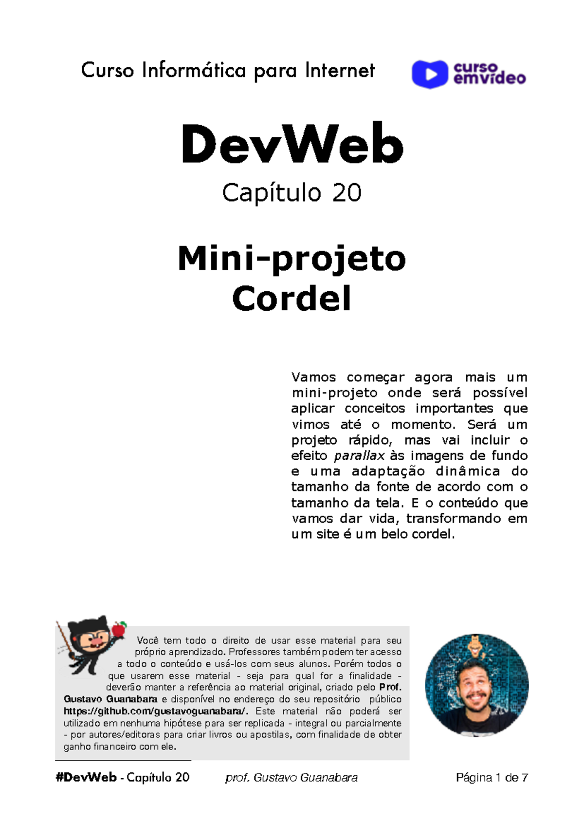 20 - Mini-projeto Cordel - Curso Informática para Internet DevWeb Capítulo 20 Mini-projeto ...