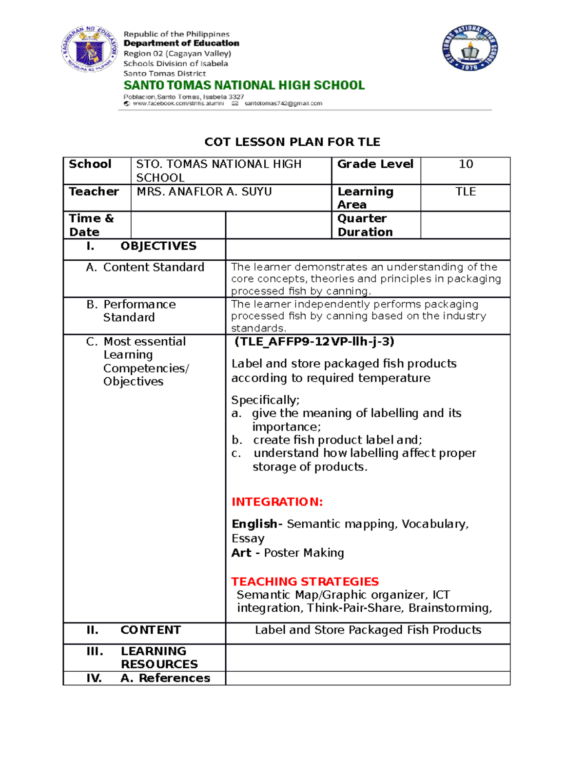 Cot Lesson Plan Lesson Plan Learning Images And Photo Vrogue co