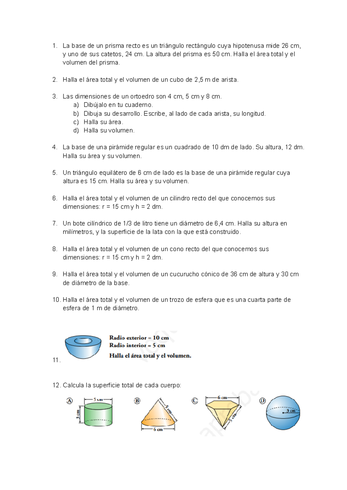 Ejercicios 3D geometria - La base de un prisma recto es un triángulo ...