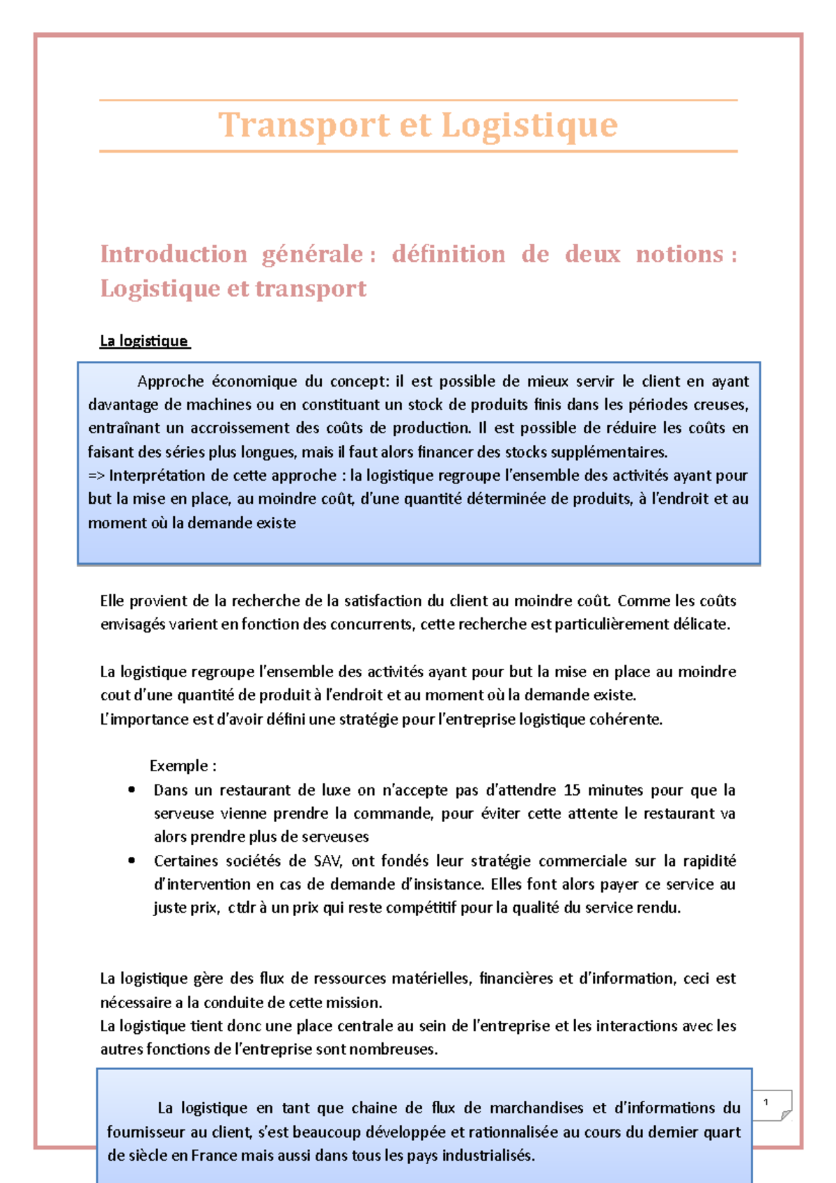 Transport Et Logistique Cours – Fiche Métier Transport Et Logistique ...