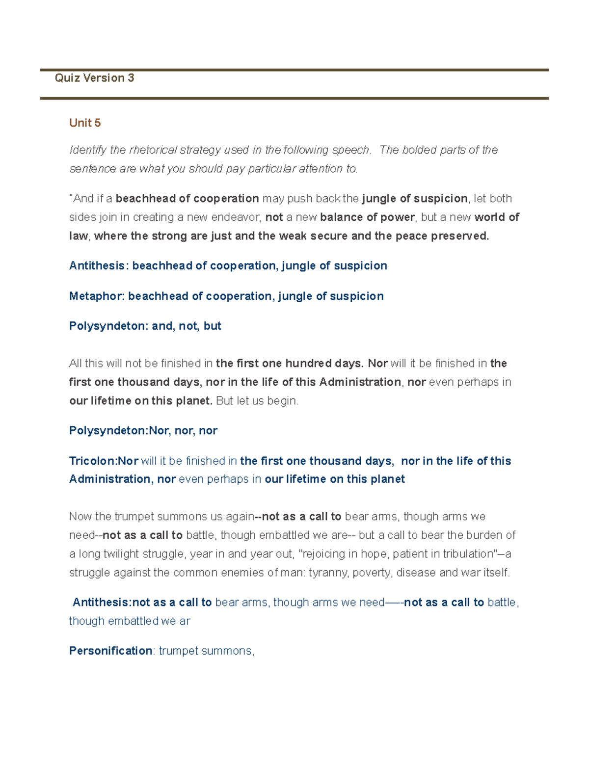 Engl0930 Quiz 5 - Quiz 5 - Quiz Version 3 Unit 5 Identify the ...