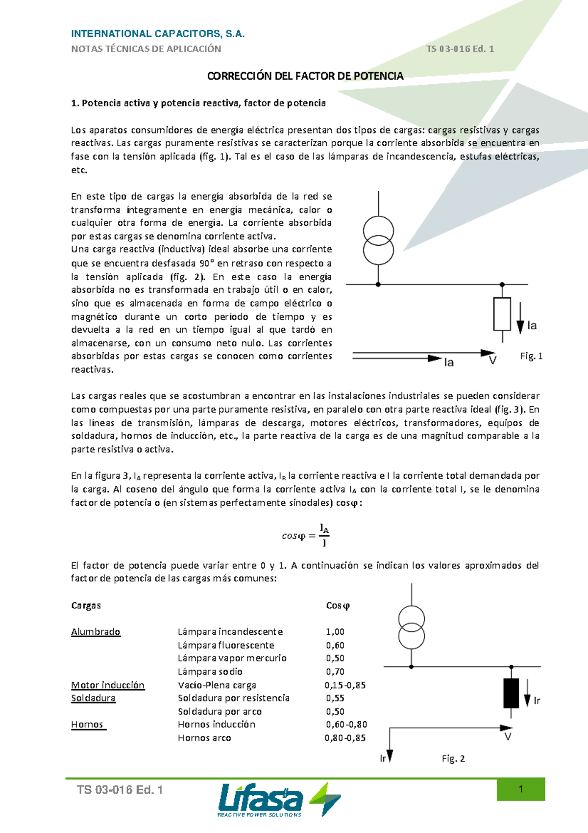 Corrección Factor Potencia - TS 03- 016 Ed. 1 1 NOTAS TÉCNICAS DE ...