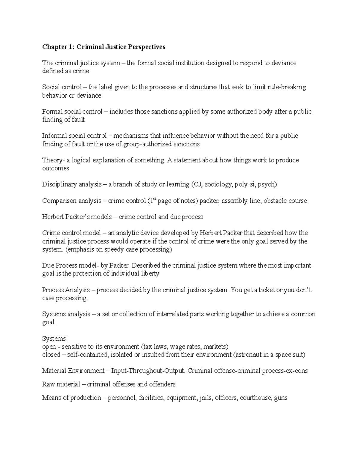 Criminal justice study guide test 1 - Chapter 1: Criminal Justice ...