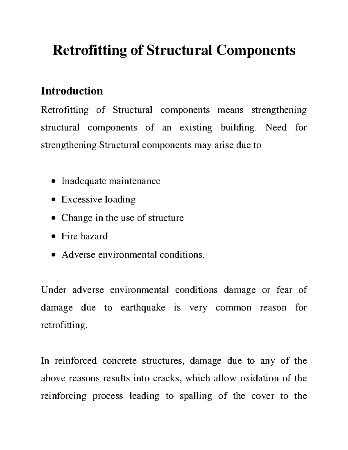 Retrofitting of Structural Components - Retrofitting of Structural ...