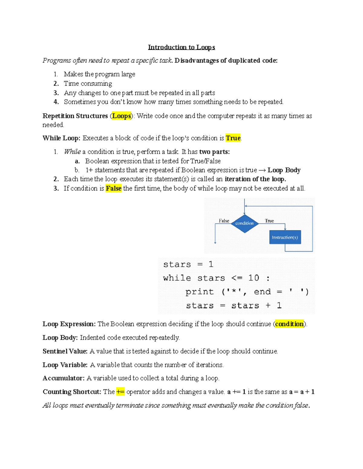 5 - Introduction to Loops - Introduction to Loops Programs often need ...