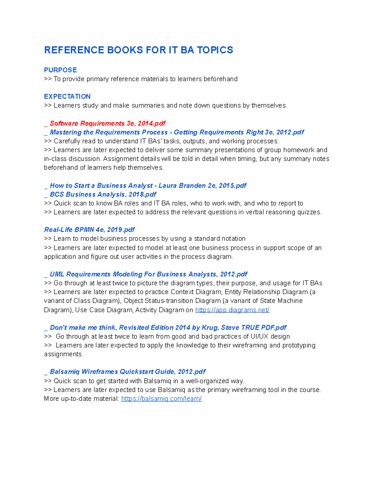 00 Notes for Book folder - REFERENCE BOOKS FOR IT BA TOPICS PURPOSE To ...