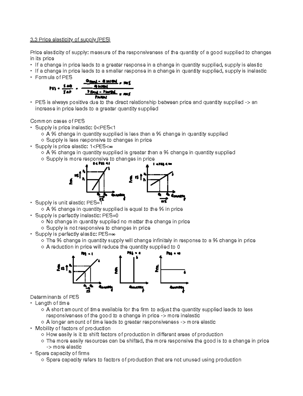 3.3 Price elasticity of supply (PES) - 3 Price elasticity of supply ...