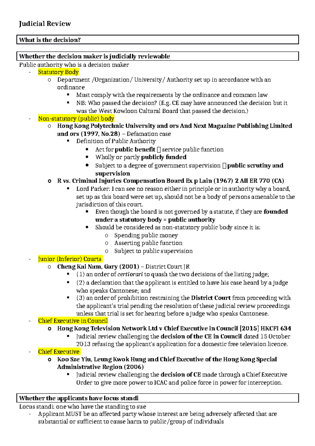 Judicial Review - Judicial Review What is the decision? Whether the ...