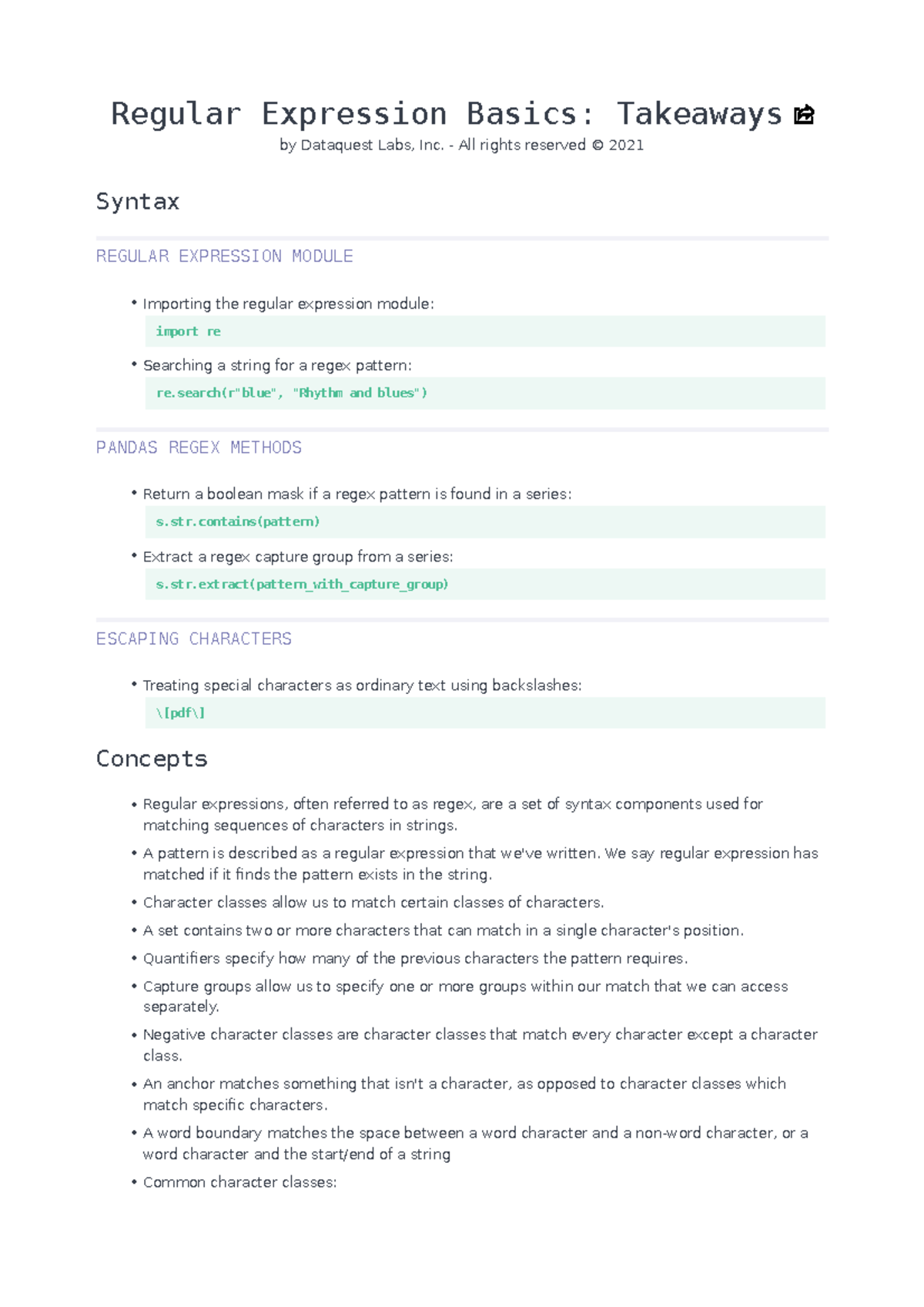 Mission 354 regular expression basics takeaways - Regular Expression ...