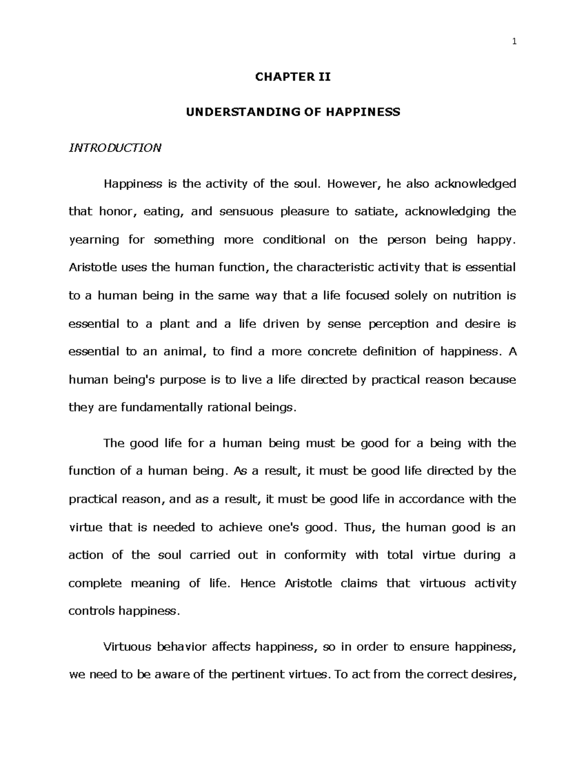 HAPPINESS A QUEST - CHAPTER II UNDERSTANDING OF HAPPINESS INTRODUCTION ...