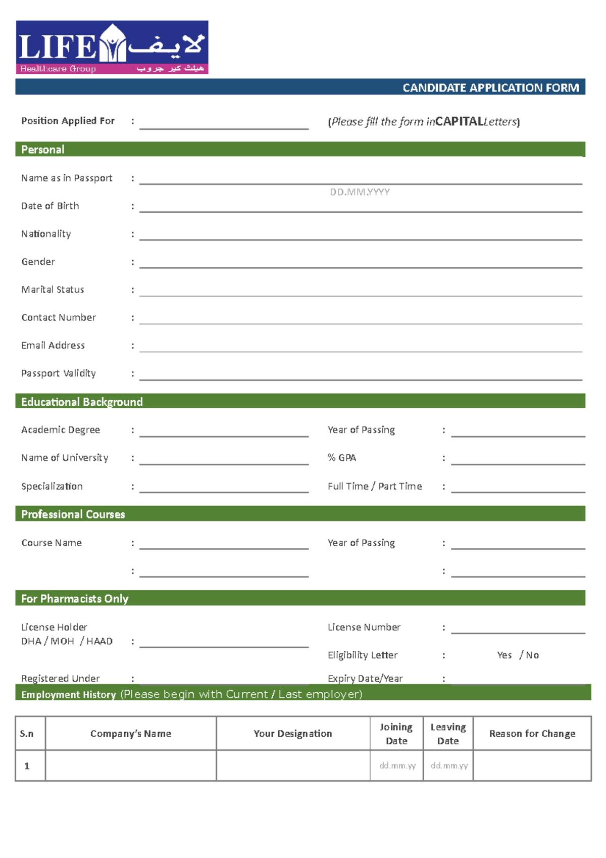 Application Form Life - Okbjjgggjjkk - CANDIDATE APPLICATION FORM ...