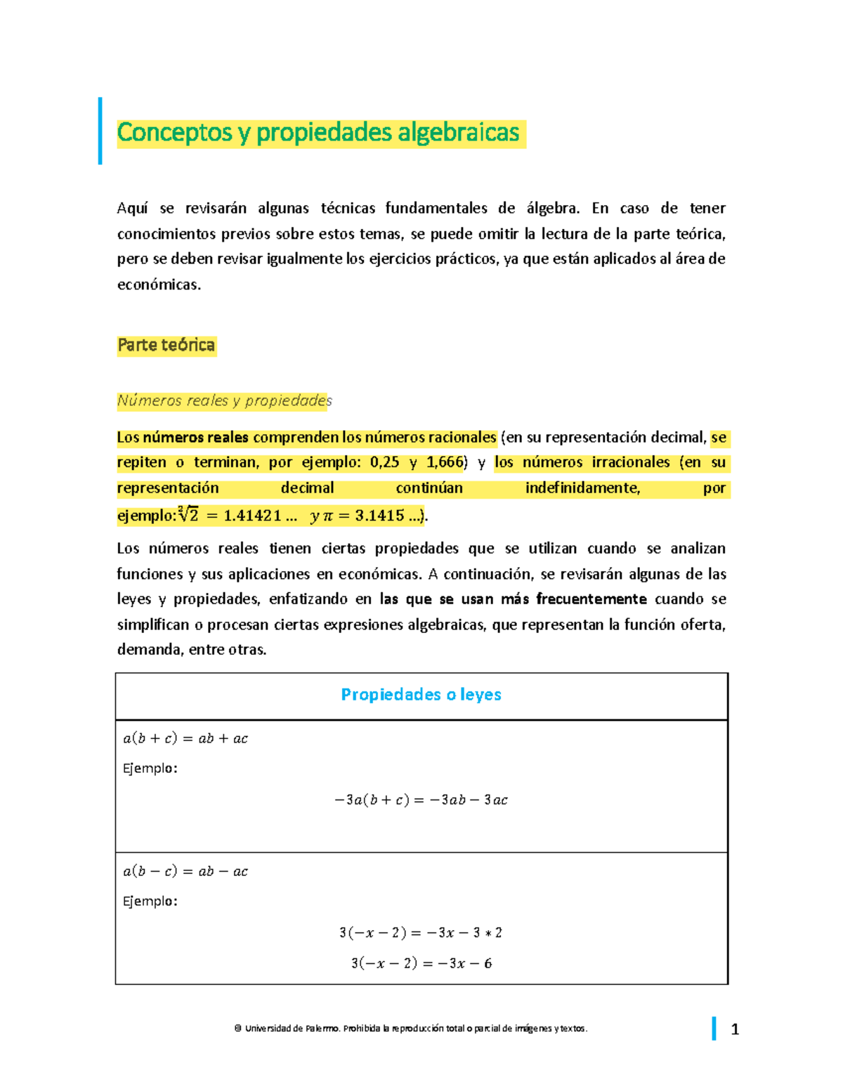 M1. Conceptos y propiedades algebraicas - Conceptos y propiedades ...