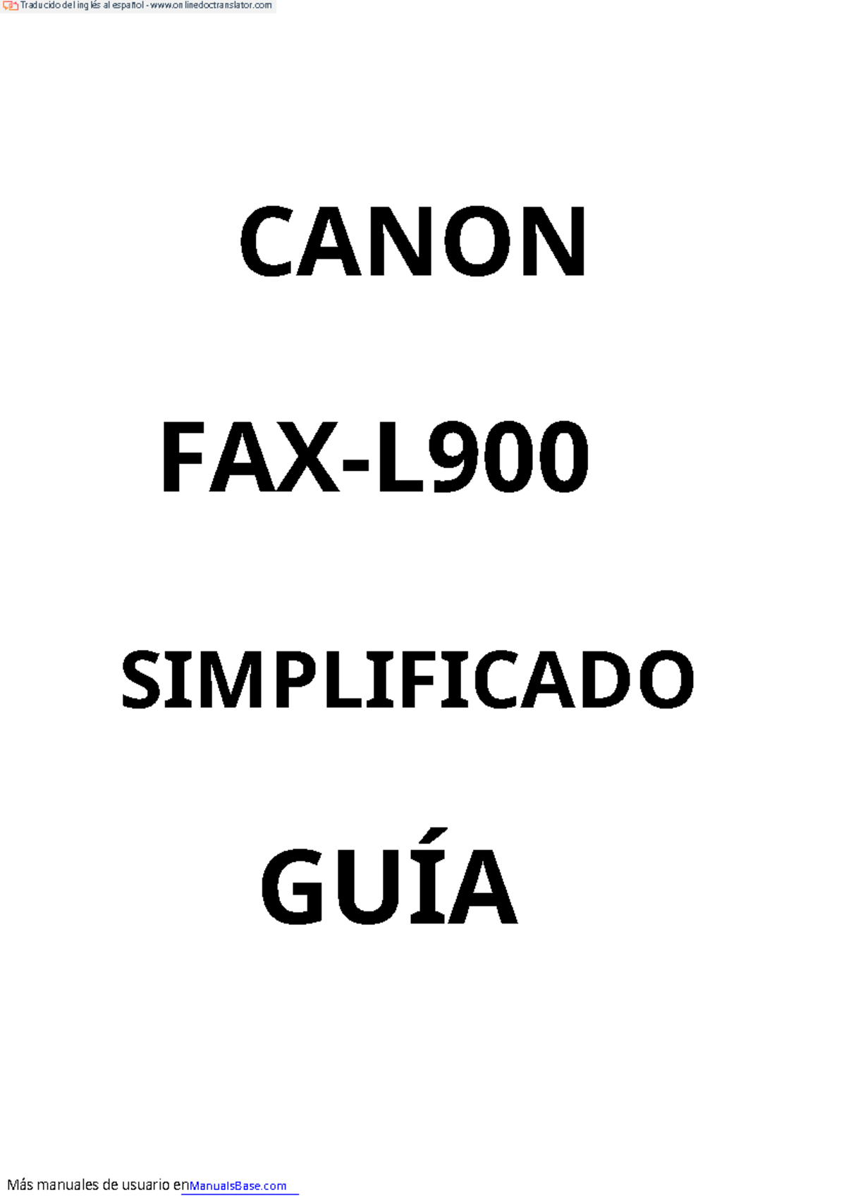 Super G3 FAX L900 - manual tecnico - CANON FAX-L SIMPLIFICADO GUÍA ...