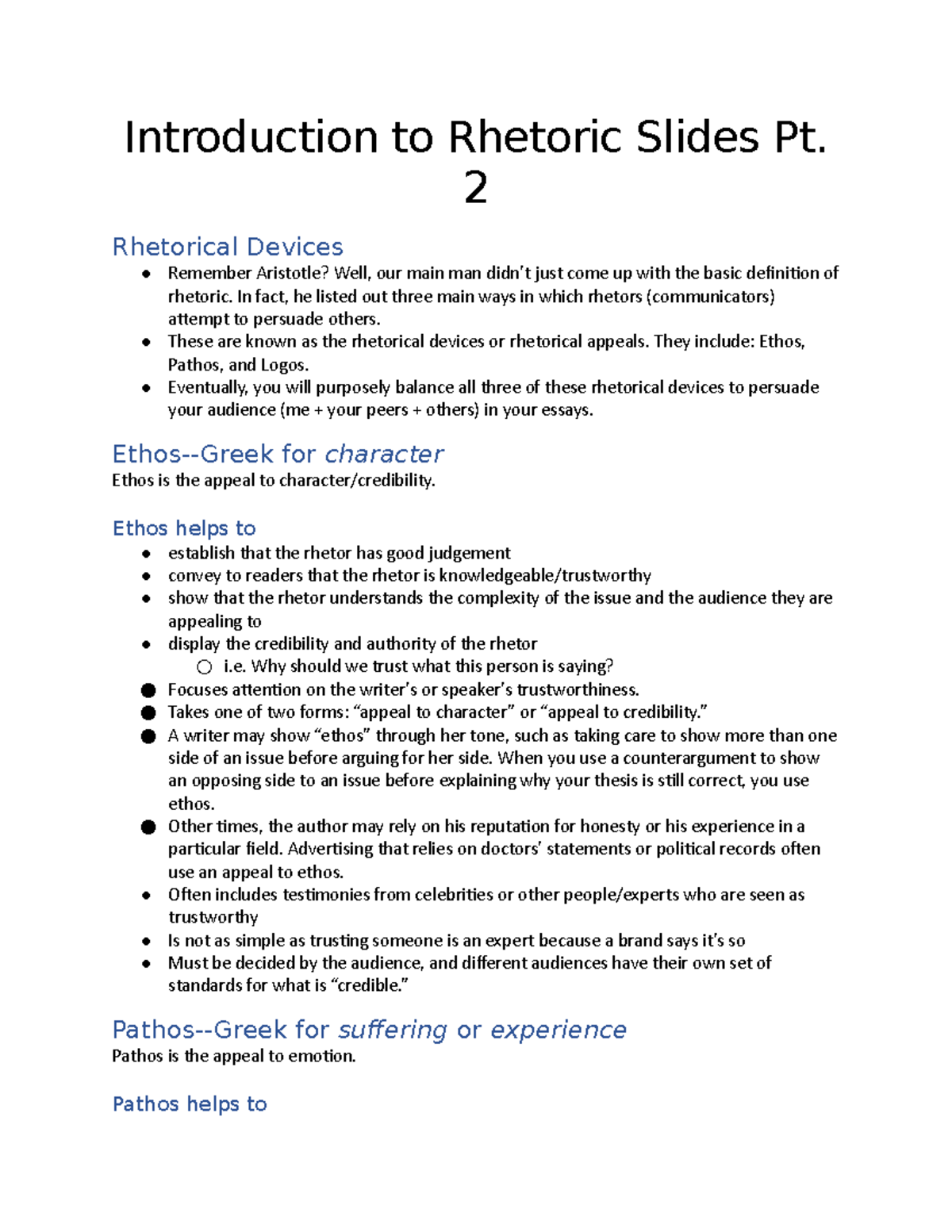 Rhetoric Slides Outline Pt. 2 - Introduction to Rhetoric Slides Pt. 2 ...