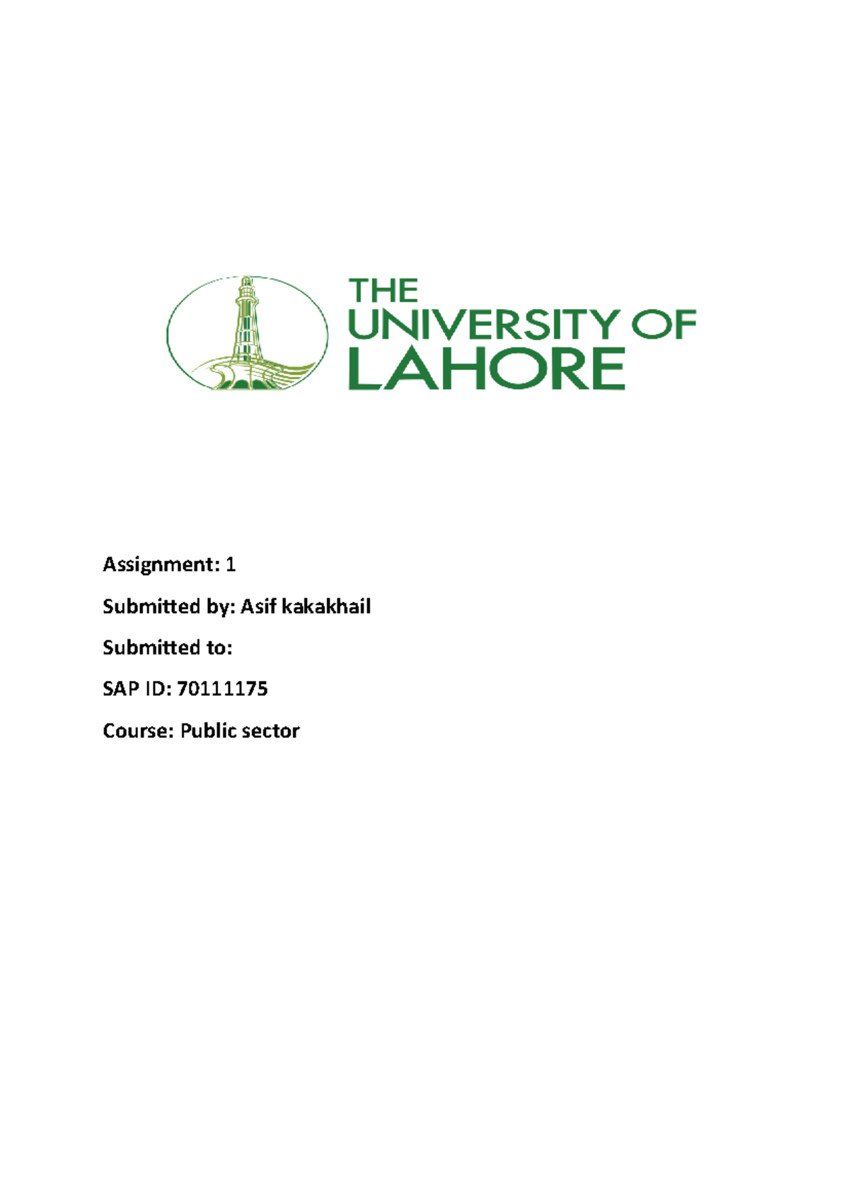 Asif doc - no that - Assignment: 1 Submitted by: Asif kakakhail ...