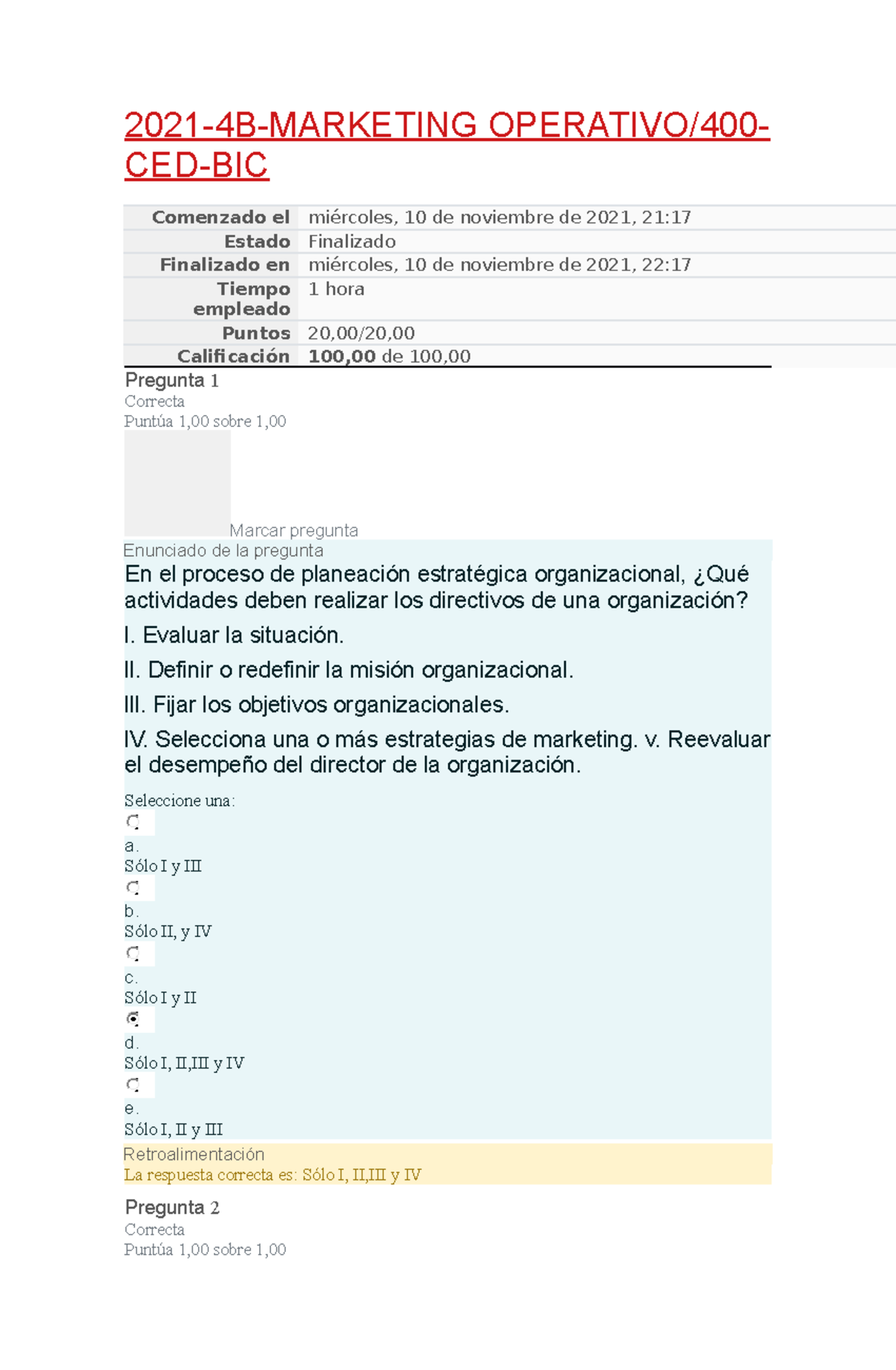 Examen retroalimentacion - 2021-4B-MARKETING OPERATIVO/400- CED-BIC ...
