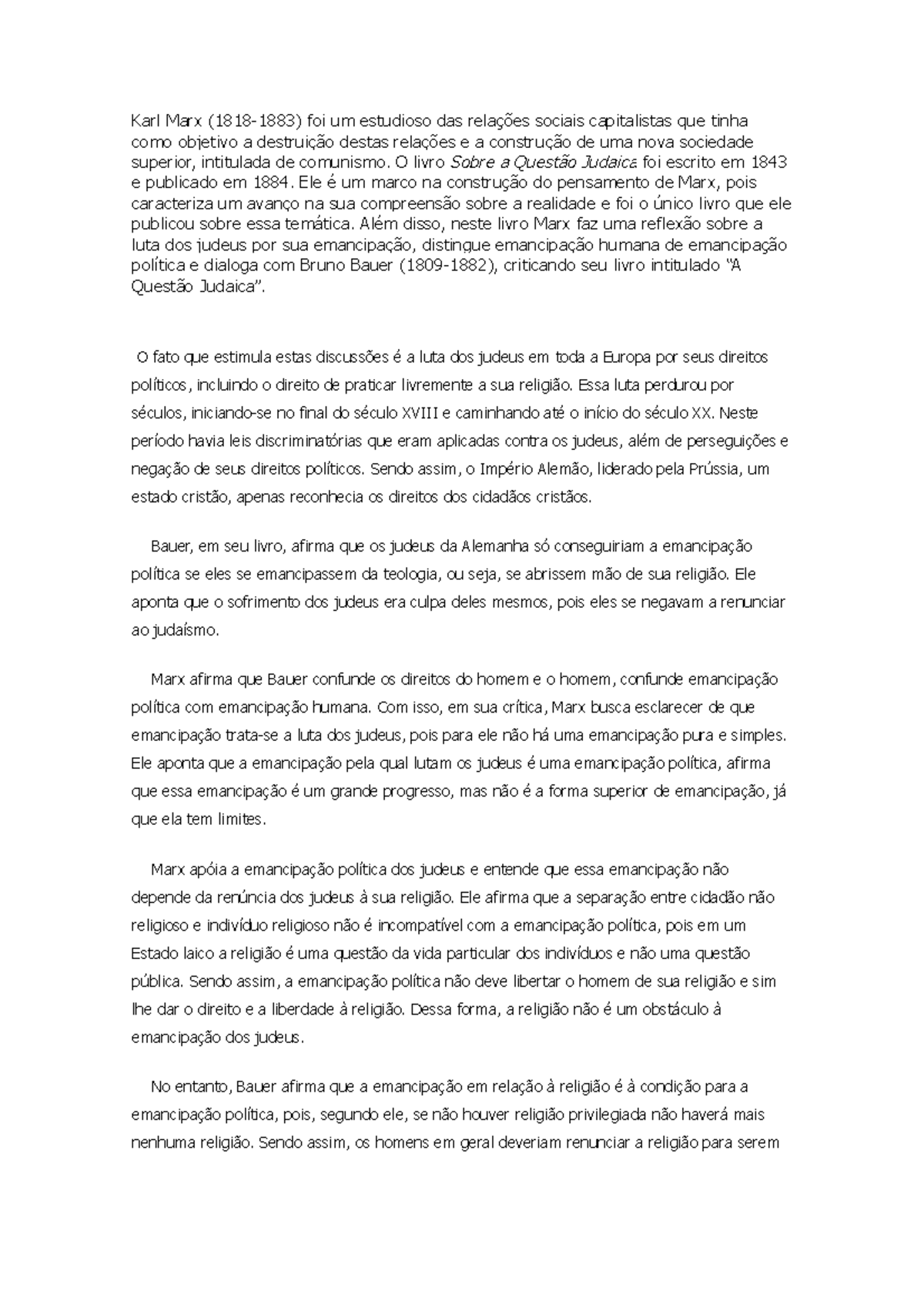 Karl Marx - Resumo Karl Marx - Karl Marx (1818-1883) foi um estudioso ...