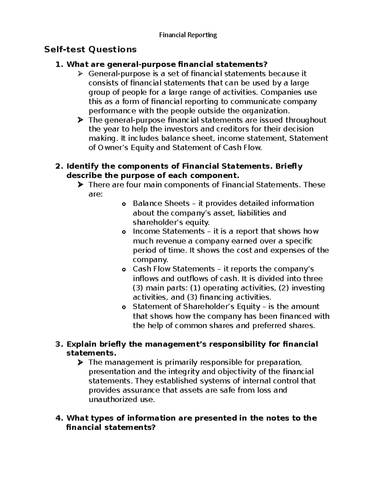 Financial Reporting Practice Materials - Business Analysis - Studocu
