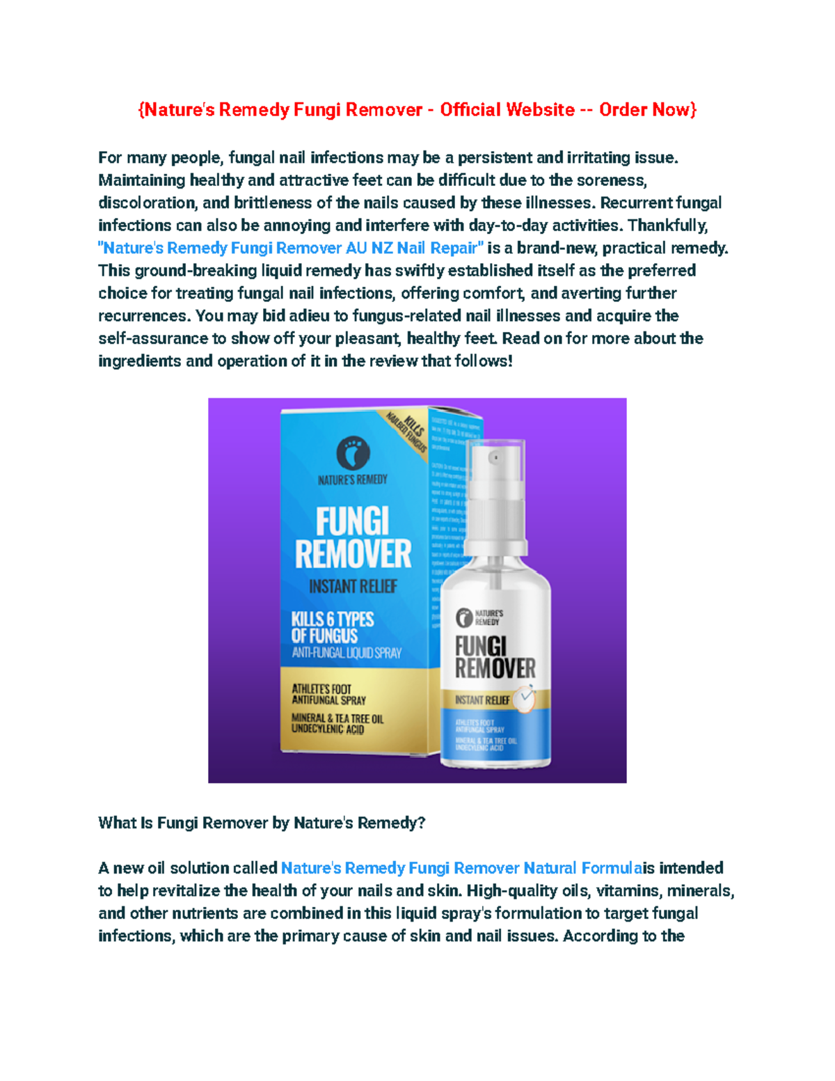 Nature's Remedy Fungi Remover AU NZ Antifungal Treatment - {Nature's ...