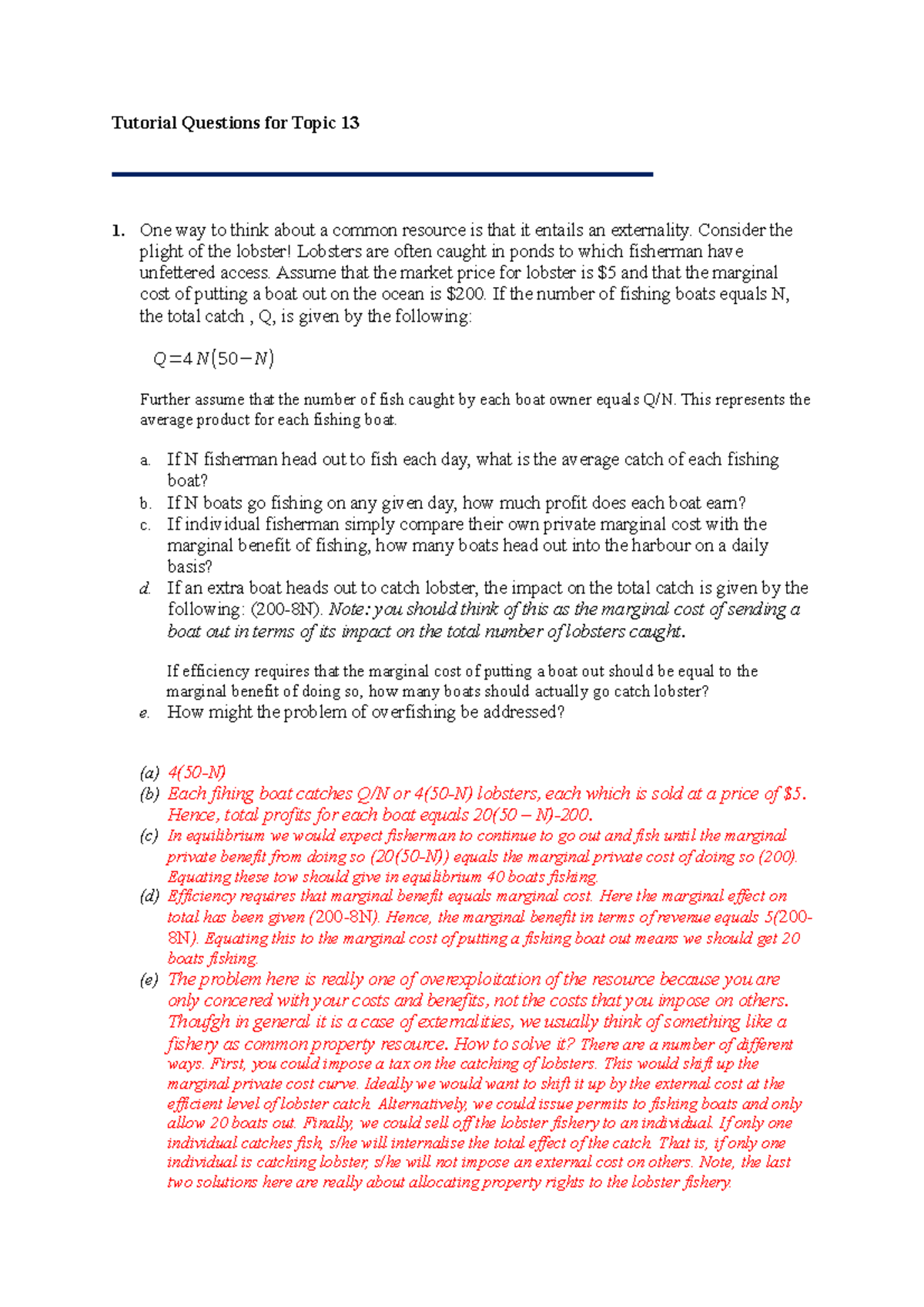 International trade (solutions) - Tutorial Questions for Topic 13 1 ...