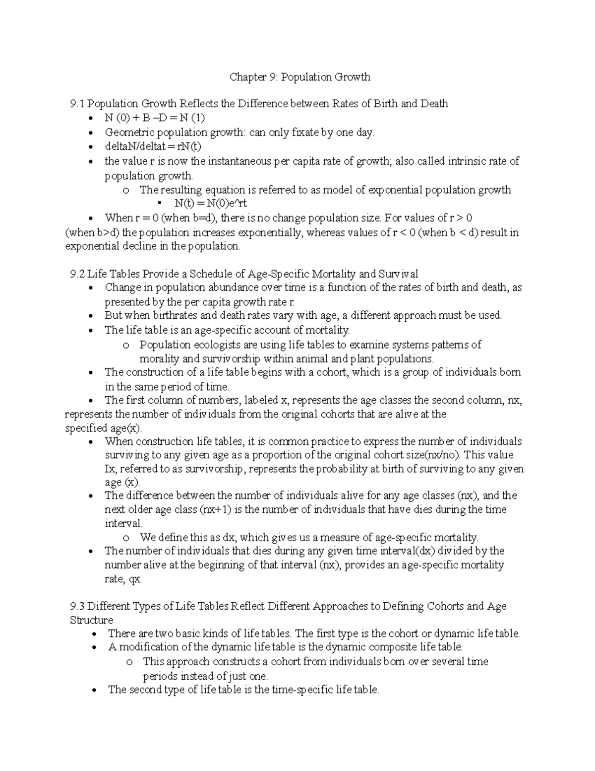 Chapter 9 Population Growth - Chapter 9: Population Growth 9 Population ...