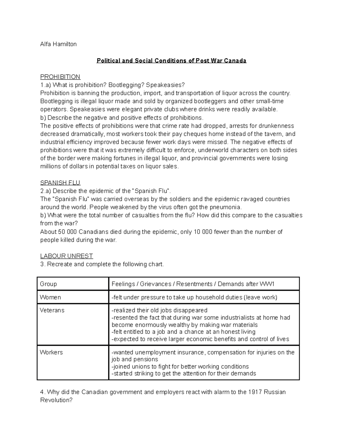Political and Social Conditions of Post War Canada - Alfa Hamilton ...