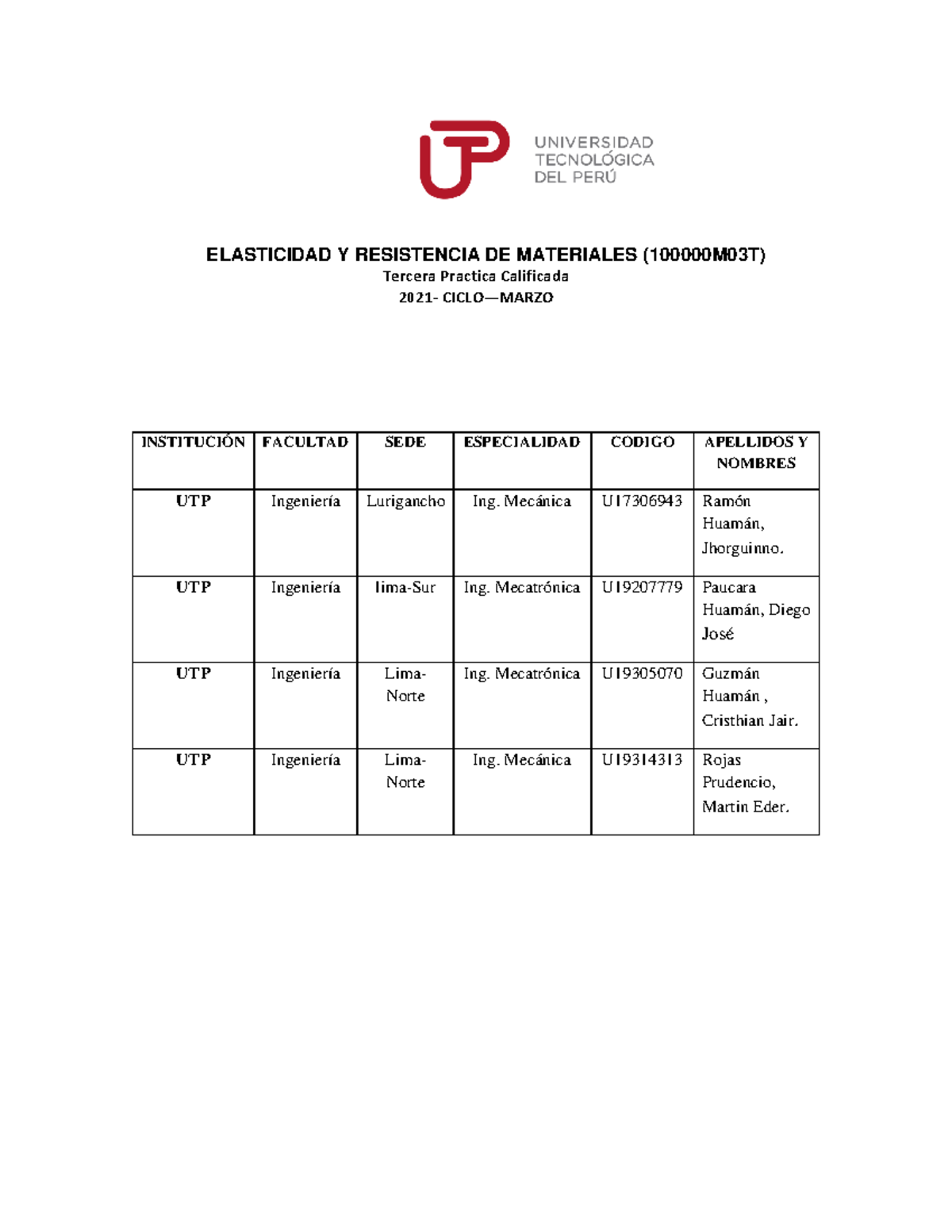 Elasticidad Y Resistencia DE Materiales PC3 - ELASTICIDAD Y RESISTENCIA DE MATERIALES ...