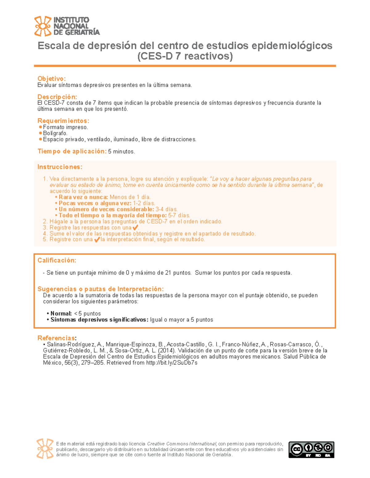 12. Instrumento CES-D7 - Escala de depresión del centro de estudios ...