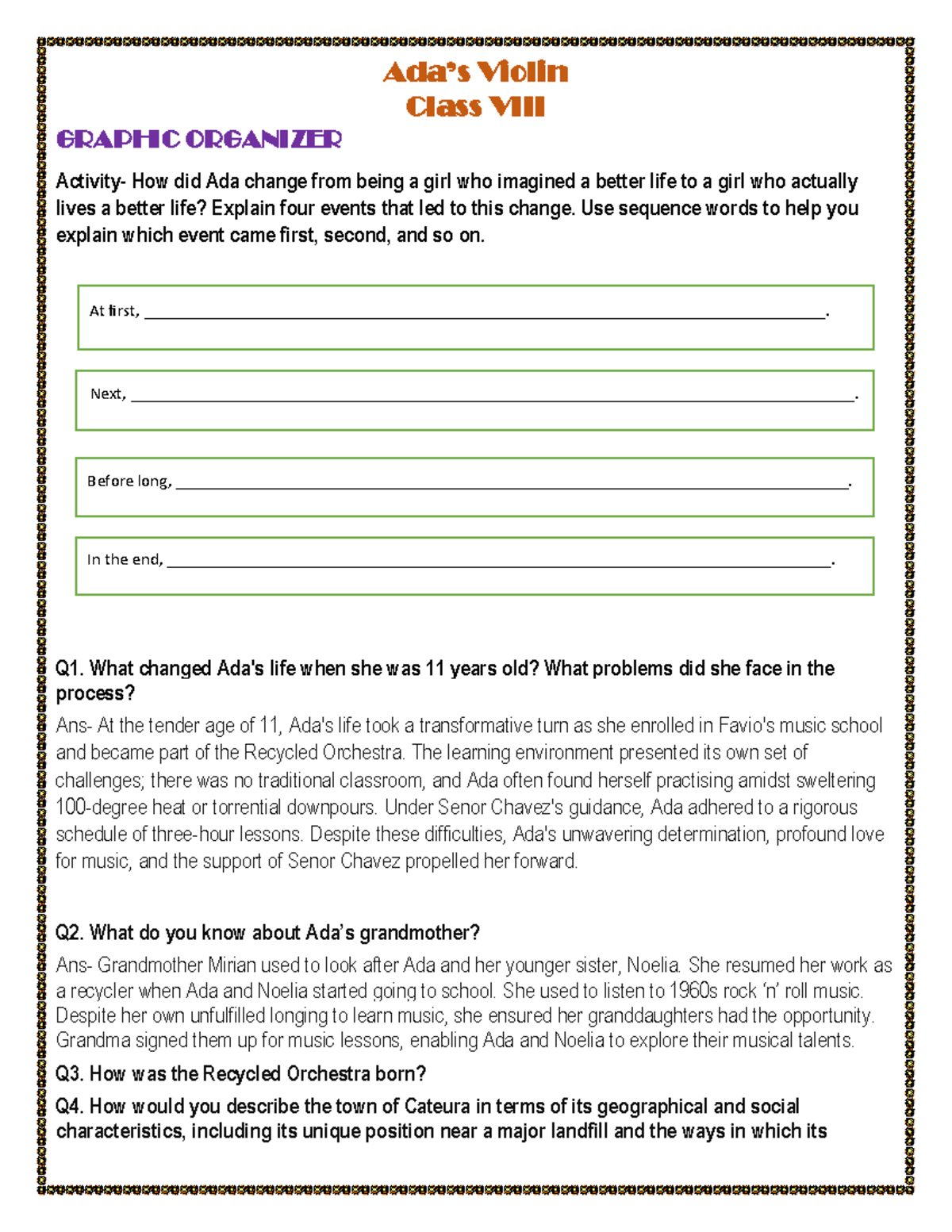 Adas Violin - Ada’s Violin Class VIII GRAPHIC ORGANIZER Activity- How ...