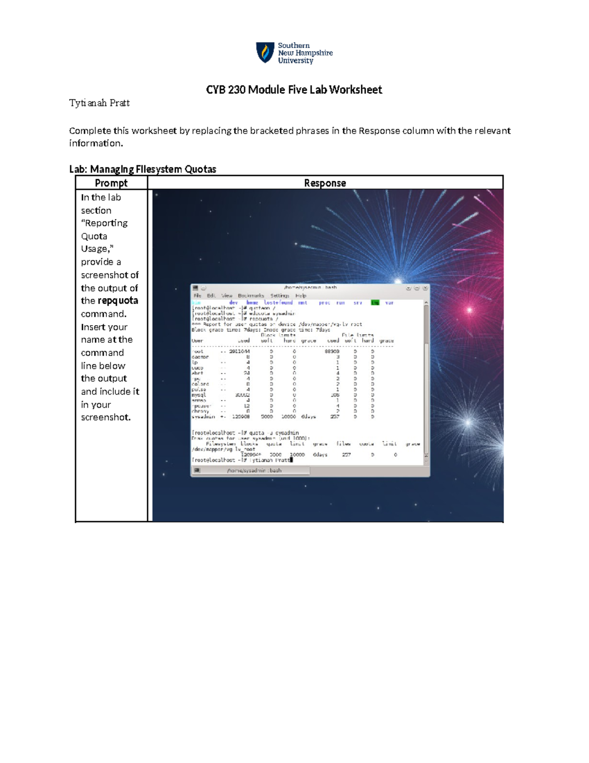 CYB230 Module Five Lab Tytianah Pratt - CYB 230 Module Five Lab ...