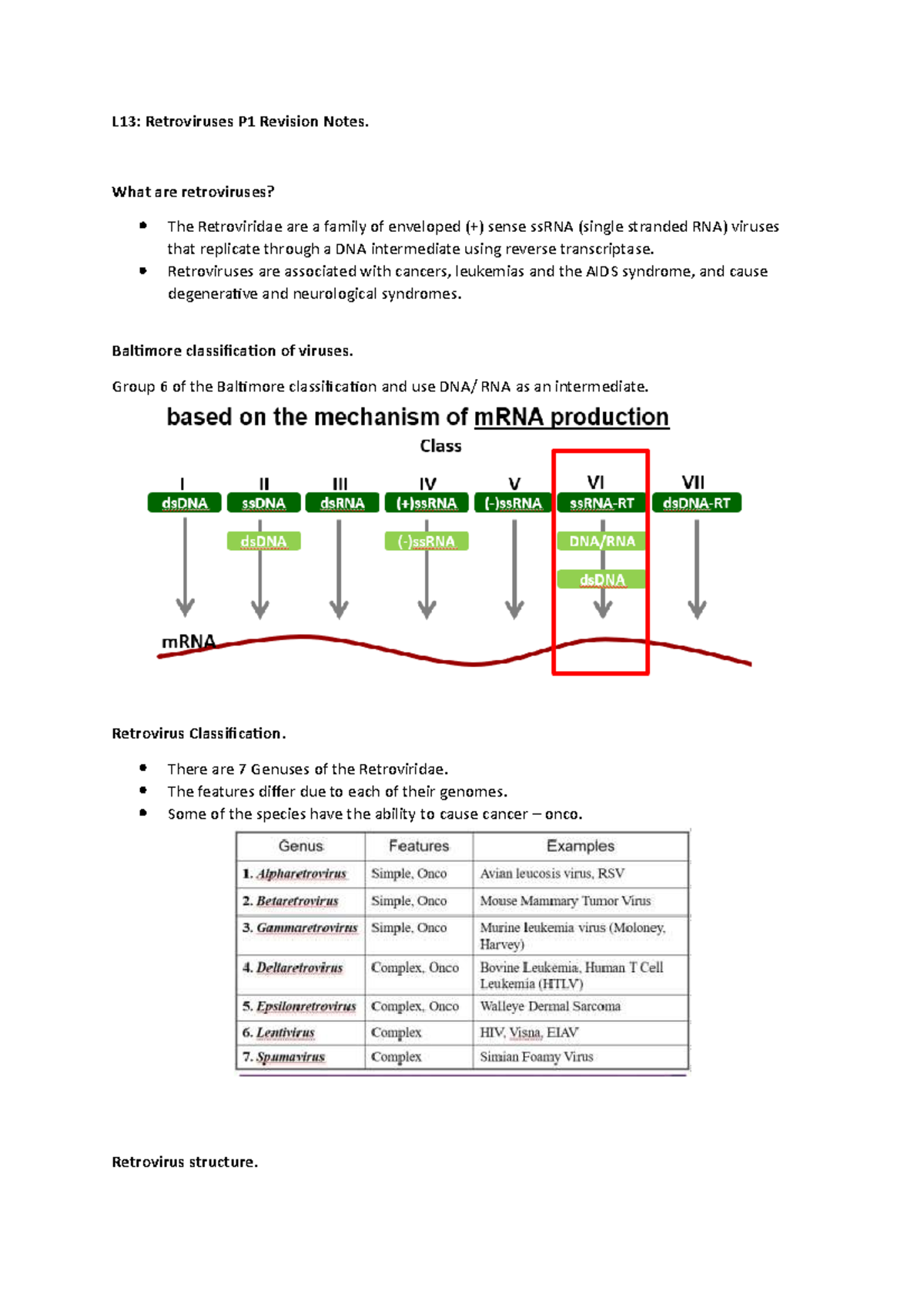 Retroviruses (Microbiology) Revision Notes - L13: Retroviruses P1 ...