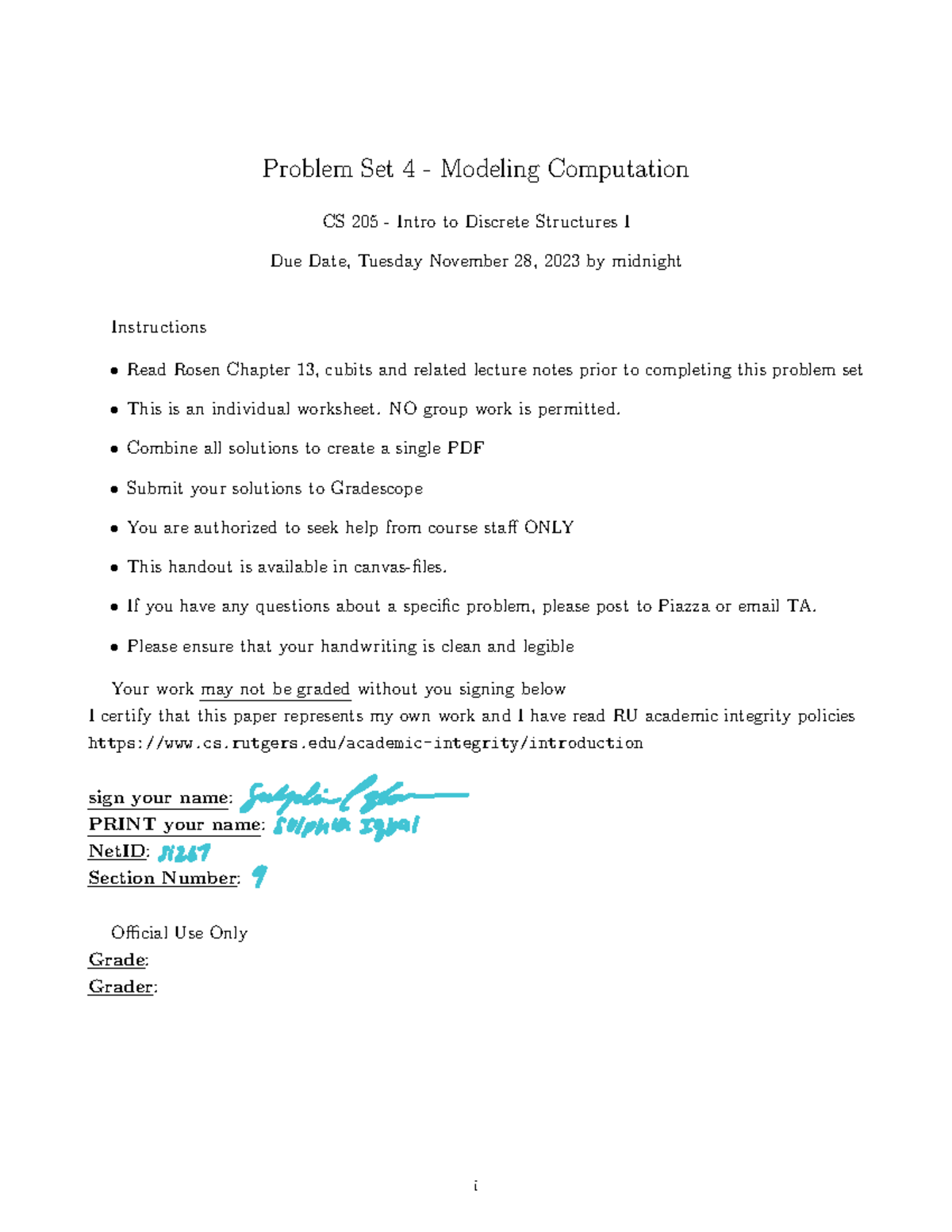 CS205 Problem Set 4 x Ui - this is all i have - Problem Set 4 ...