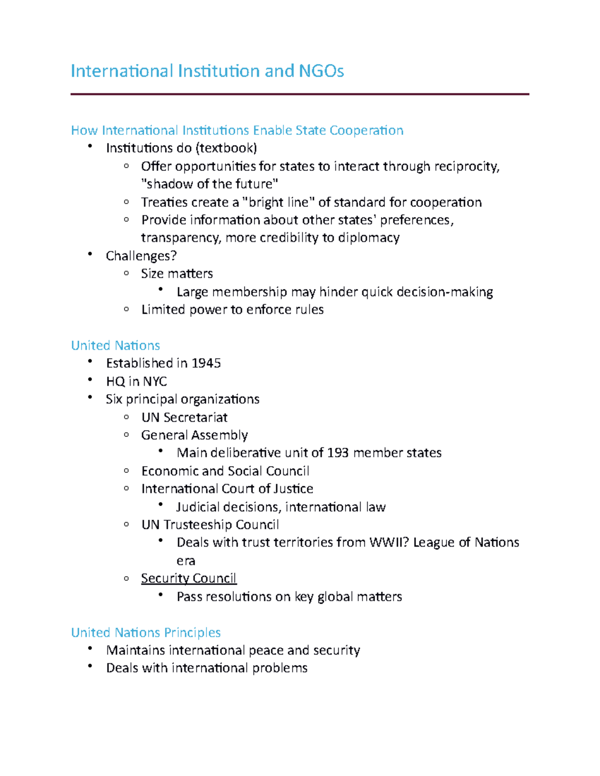 Intro to International Politics- International Institutions and NGOs ...