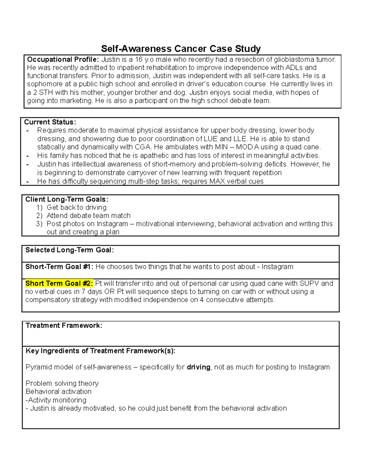 Case Study Handout Cancer - Self-Awareness Cancer Case Study ...